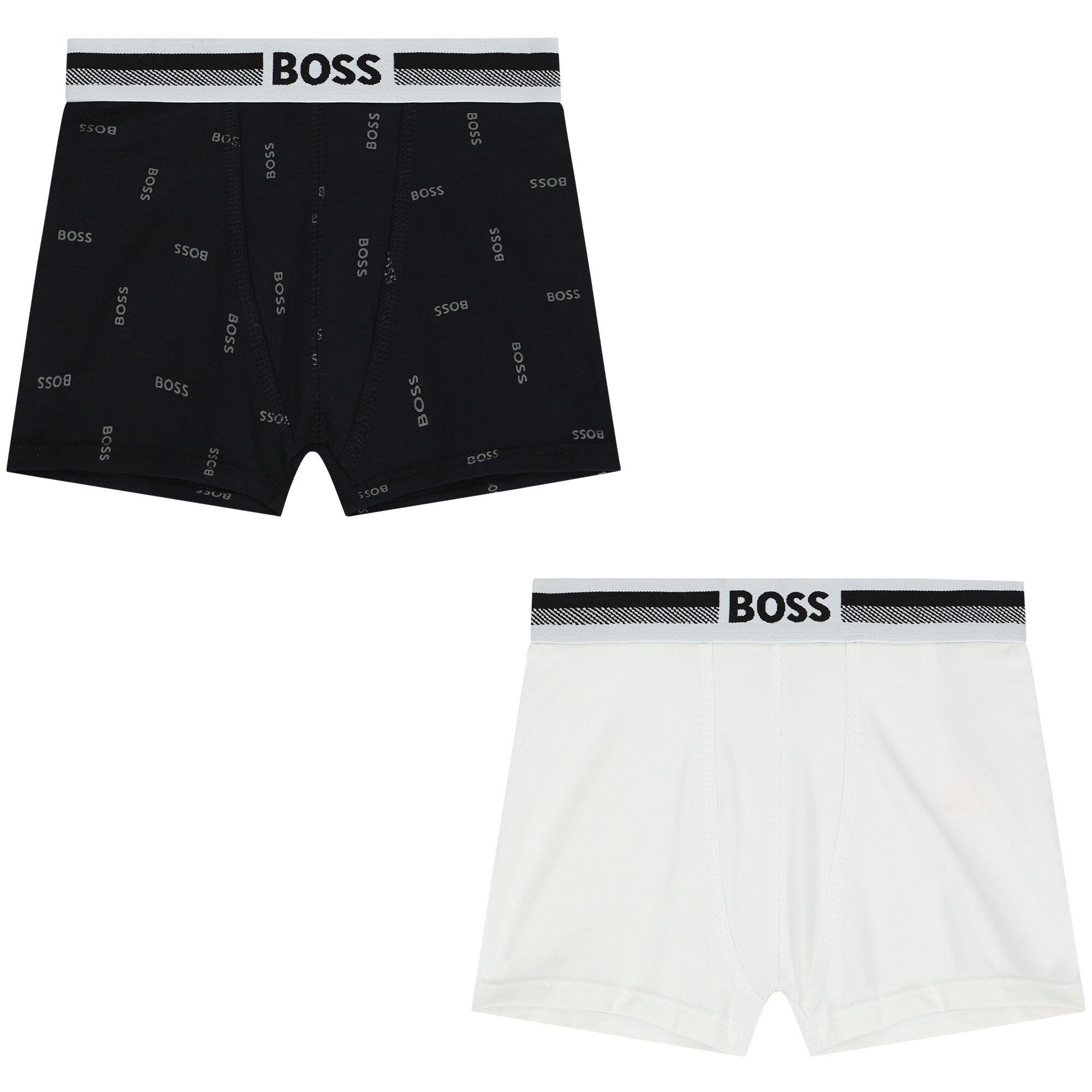 BOSS Boys White Black Boxers 2 Pack Junior Couture UK